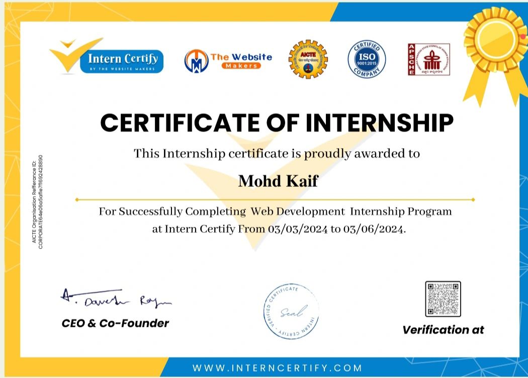 Mohd Kaif on LinkedIn: #webdevelopment #internship #tech # ... Mohd Kaif on LinkedIn: #webdevelopment #internship #tech # ...