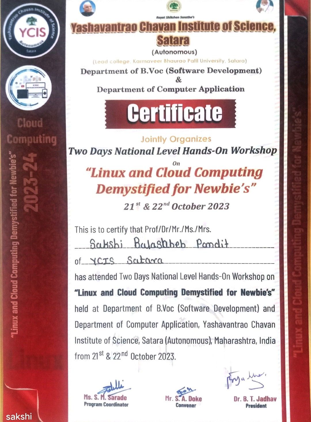 Sakshi Pandit on LinkedIn: #linuxcertification #cloudcomputing # ... Sakshi Pandit on LinkedIn: #linuxcertification #cloudcomputing # ...