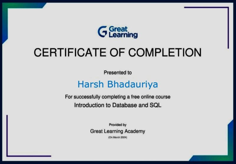 Harsh Bhadauriya on LinkedIn: #database #sql #greatlearning #newskills Harsh Bhadauriya on LinkedIn: #database #sql #greatlearning #newskills
