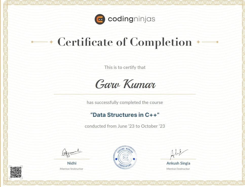 Garv Kumar on LinkedIn: #dsa #codingninjas #cpp #cppprogramming #coding ... Garv Kumar on LinkedIn: #dsa #codingninjas #cpp #cppprogramming #coding ...