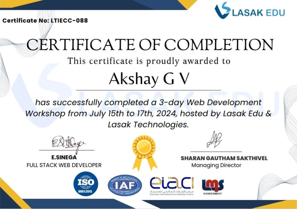 Akshay GV on LinkedIn: I am thrilled to share that I have successfully ... Akshay GV on LinkedIn: I am thrilled to share that I have successfully ...