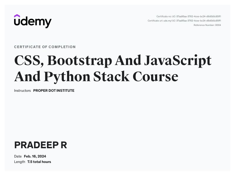 Pradeep R on LinkedIn: I completed the Html, css ,Bootstrap And ... Pradeep R on LinkedIn: I completed the Html, css ,Bootstrap And ...