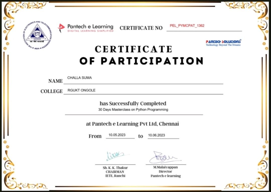 Suma Challa on LinkedIn: #masterclassonpythonprogram #pantechelearning ... Suma Challa on LinkedIn: #masterclassonpythonprogram #pantechelearning ...