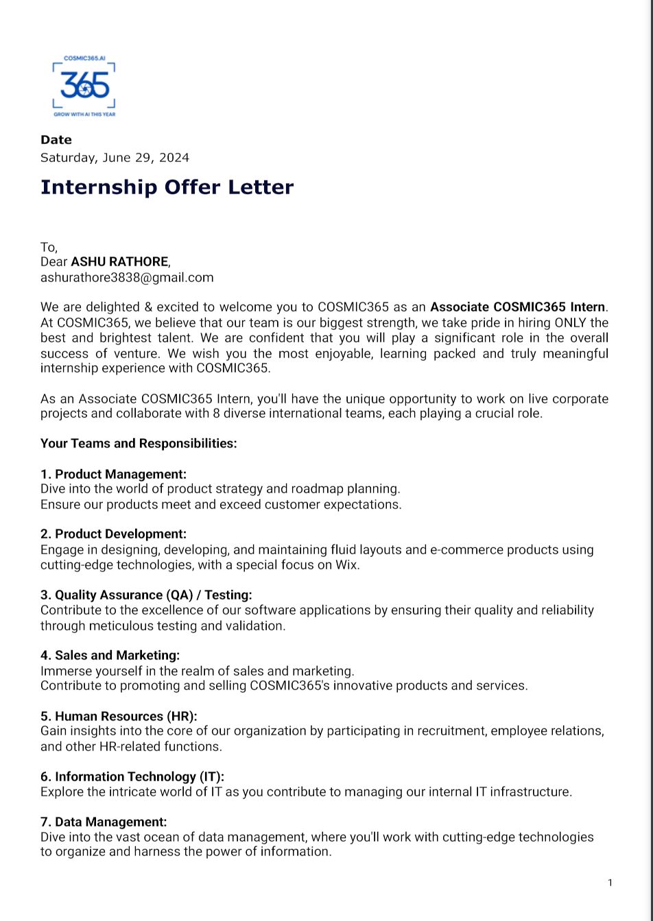 Ashu Rathore on LinkedIn: #cosmic365 #internship #datamanagement # ... Ashu Rathore on LinkedIn: #cosmic365 #internship #datamanagement # ...