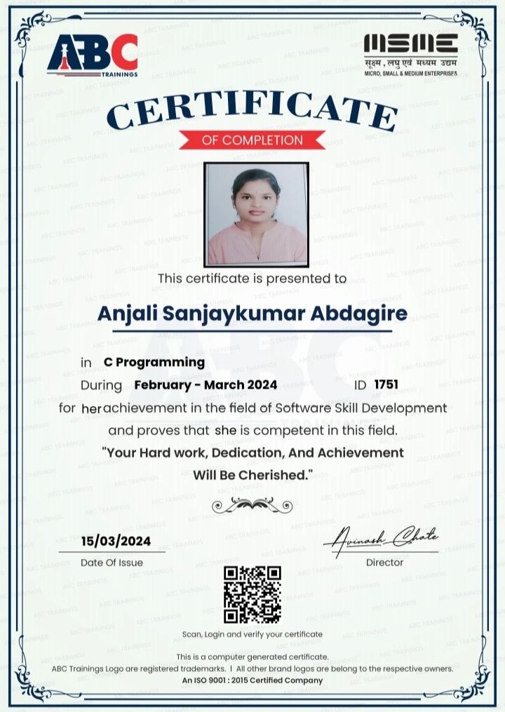 Anjali Abdagire on LinkedIn: #cprogramming #clanguage #programming # ... Anjali Abdagire on LinkedIn: #cprogramming #clanguage #programming # ...