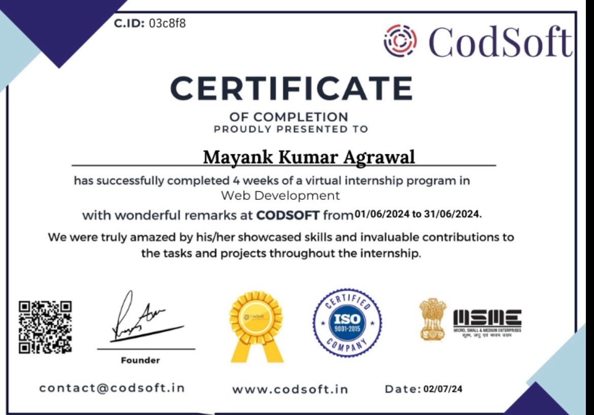 MADHAV AGRAWAL on LinkedIn: #internship #webdevelopment #codsoft # ... MADHAV AGRAWAL on LinkedIn: #internship #webdevelopment #codsoft # ...