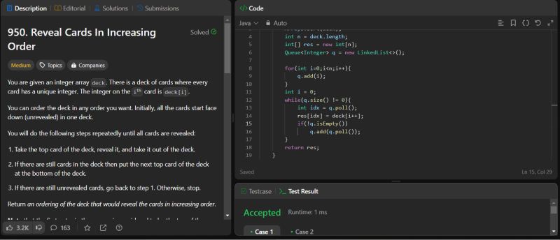 Day 176 of #365daysofcodechallenge: Reveal cards in increasing order ... Day 176 of #365daysofcodechallenge: Reveal cards in increasing order ...
