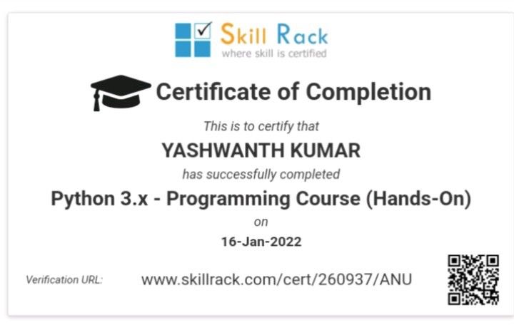 YASHWANTH KUMAR on LinkedIn: i am complete skillrack python YASHWANTH KUMAR on LinkedIn: i am complete skillrack python