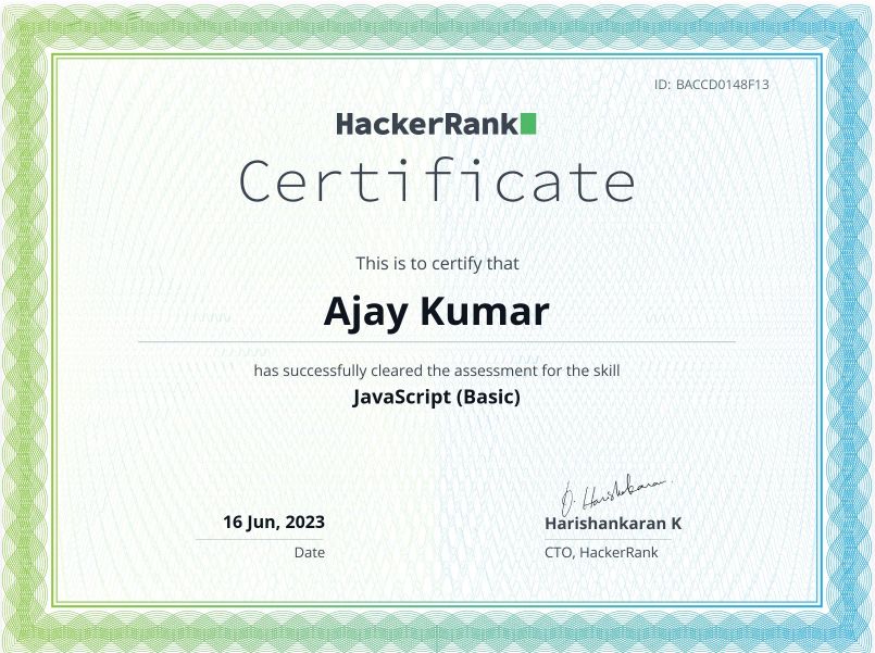 Ajay kumar on LinkedIn: #hackerrank #javascript Ajay kumar on LinkedIn: #hackerrank #javascript