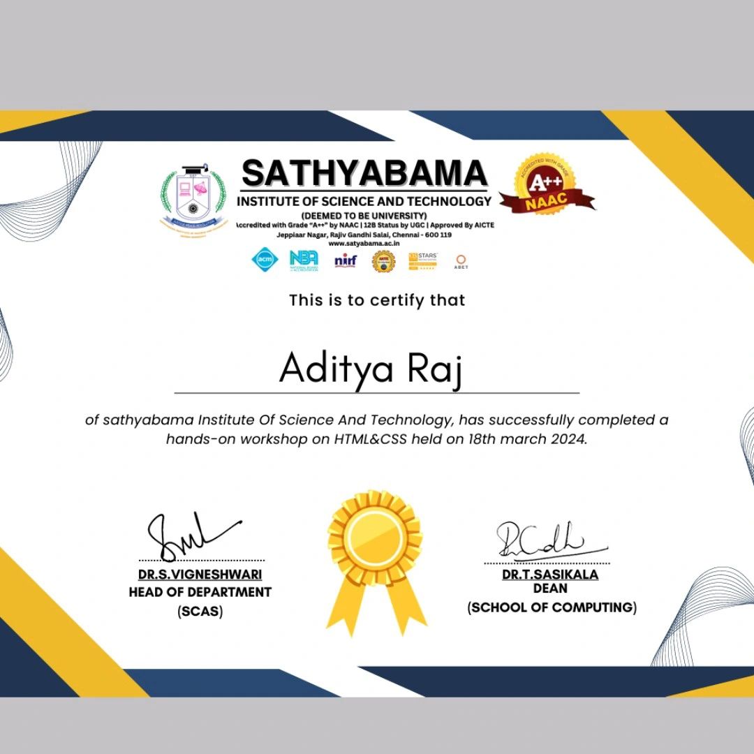 Aditya Raj on LinkedIn: #html #css #webdevelopment #sathyabamainstitute ... Aditya Raj on LinkedIn: #html #css #webdevelopment #sathyabamainstitute ...