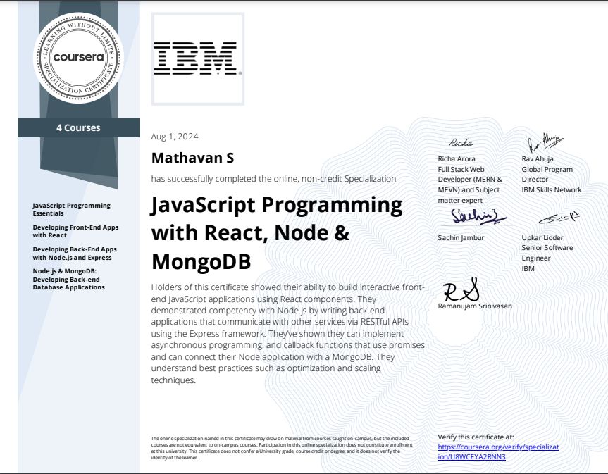 Mathavan S on LinkedIn: #javascript #react #nodejs #mongodb # ... Mathavan S on LinkedIn: #javascript #react #nodejs #mongodb # ...