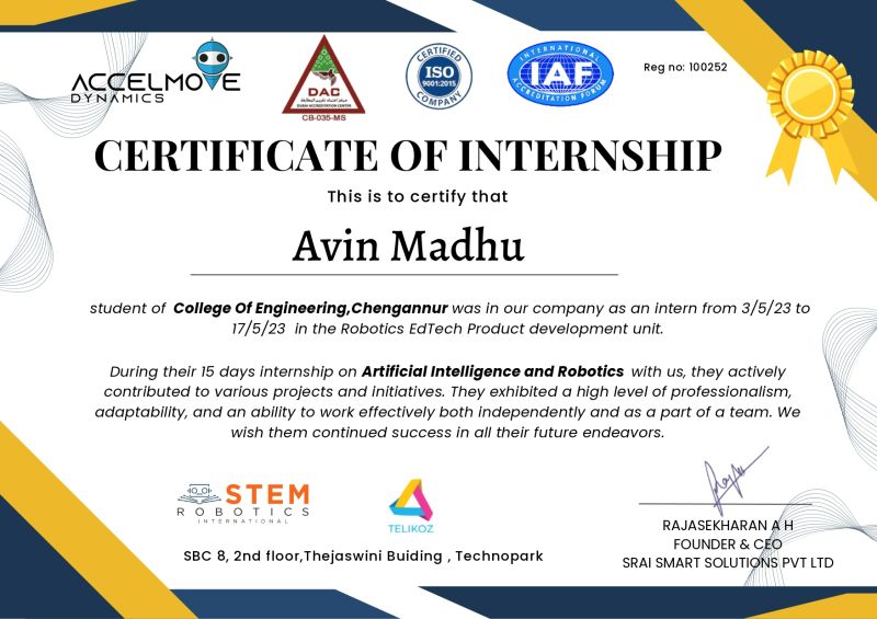 Avin Madhu on LinkedIn: Thrilled to have successfully completed a ... Avin Madhu on LinkedIn: Thrilled to have successfully completed a ...