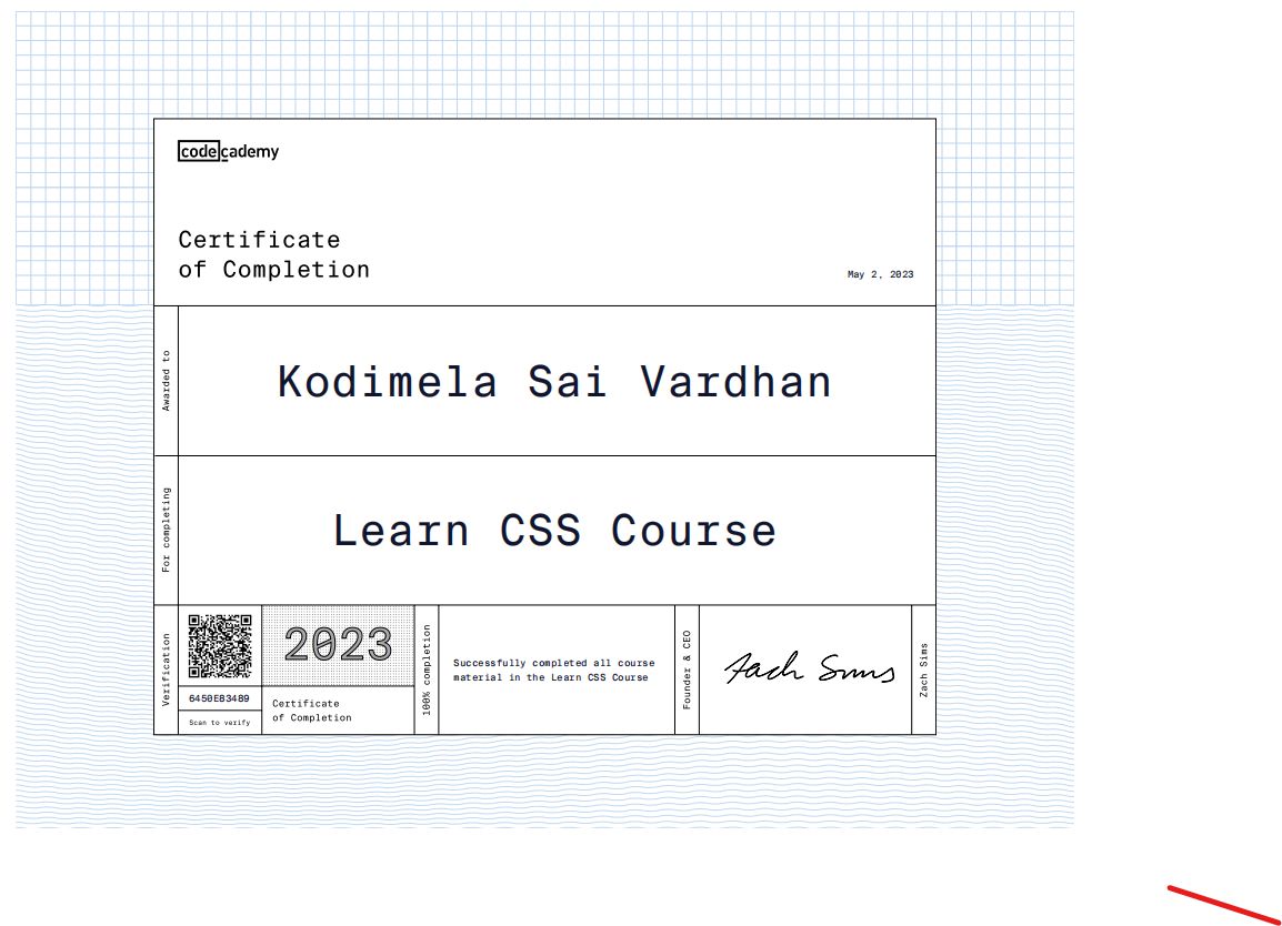 Sai Vardhan Kodimela on LinkedIn: #css #html5 #css #codecademy # ... Sai Vardhan Kodimela on LinkedIn: #css #html5 #css #codecademy # ...
