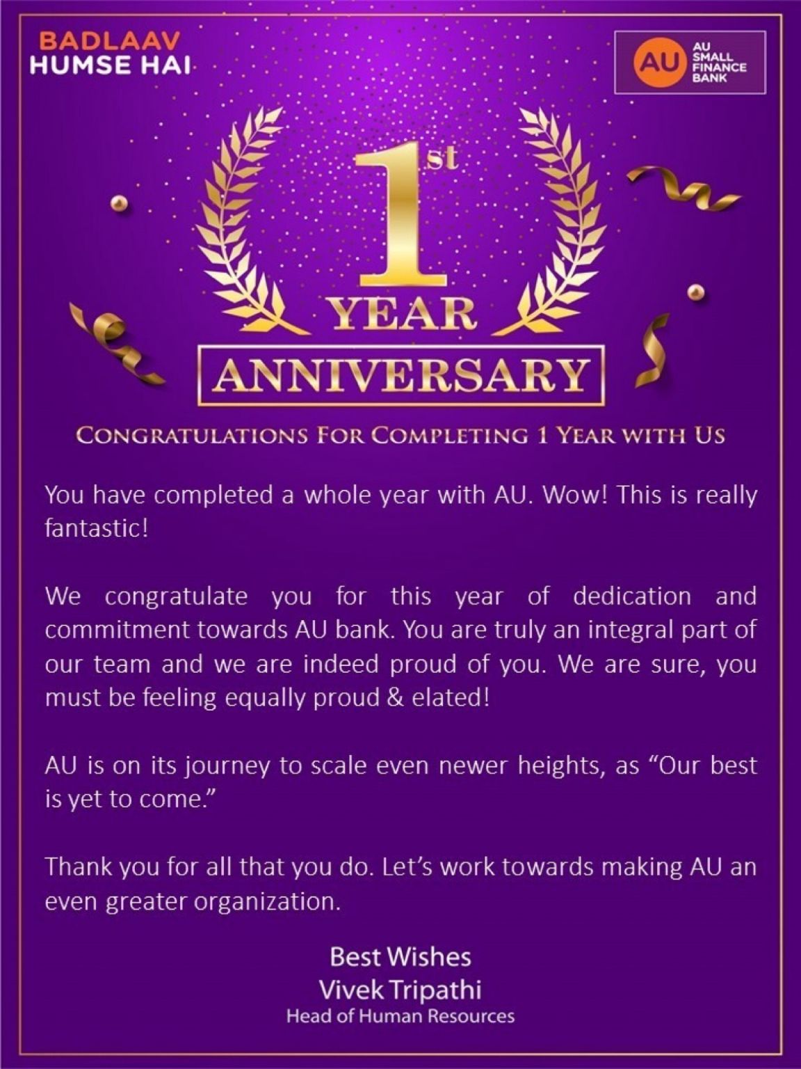 Shubham Choudhary on LinkedIn: 😊 AU SMALL FINANCE BANK Shubham Choudhary on LinkedIn: 😊 AU SMALL FINANCE BANK
