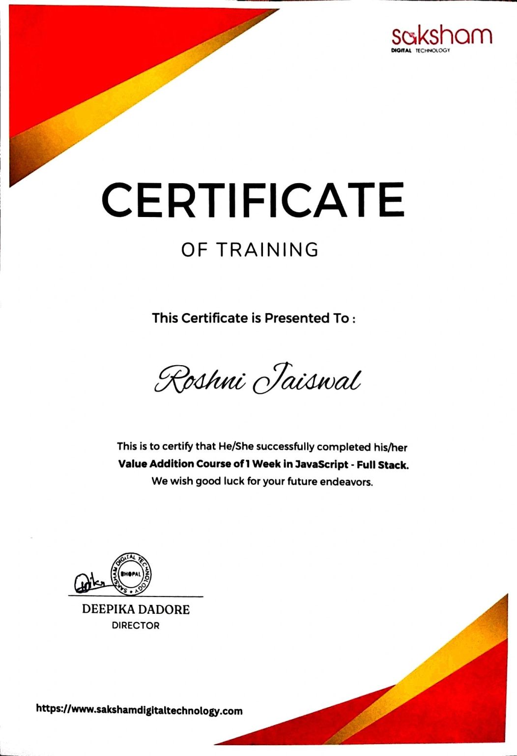 Roshni Jaiswal on LinkedIn: #javascript #saksham Roshni Jaiswal on LinkedIn: #javascript #saksham