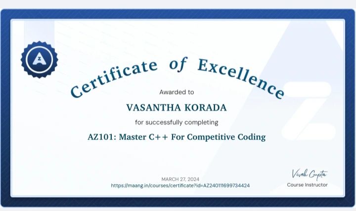 Vasantha Korada on LinkedIn: #datastructures #cplusplus #codingjourney Vasantha Korada on LinkedIn: #datastructures #cplusplus #codingjourney