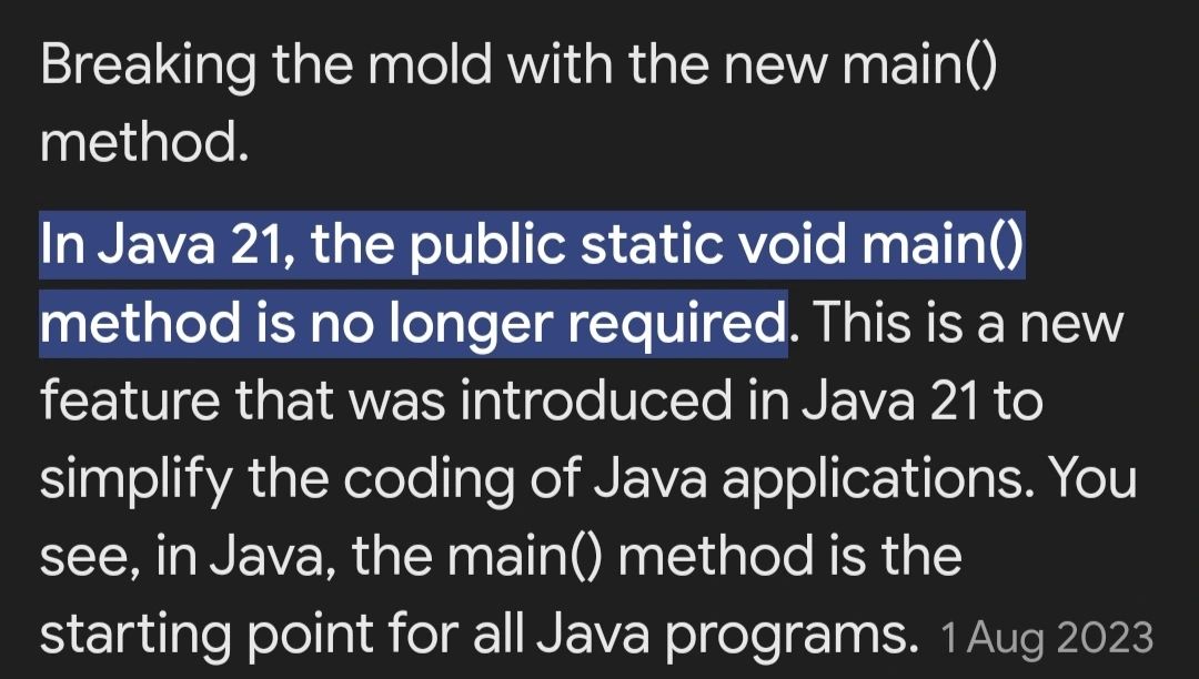 Arbaz Khan on LinkedIn: #java #jdk21 #main #class #java21 Arbaz Khan on LinkedIn: #java #jdk21 #main #class #java21