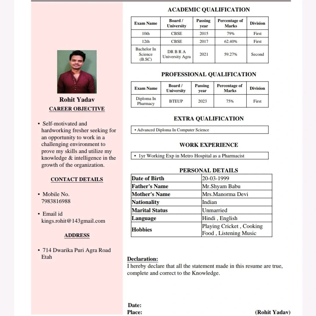 Rohit Yadav on LinkedIn: I Am completed my Pharmacy With Good Marks and ... Rohit Yadav on LinkedIn: I Am completed my Pharmacy With Good Marks and ...
