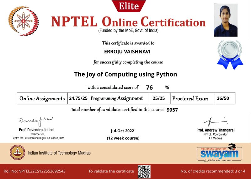 ERROJU VAISHNAVI on LinkedIn: #coursecompletion #nptel #aicte # ... ERROJU VAISHNAVI on LinkedIn: #coursecompletion #nptel #aicte # ...