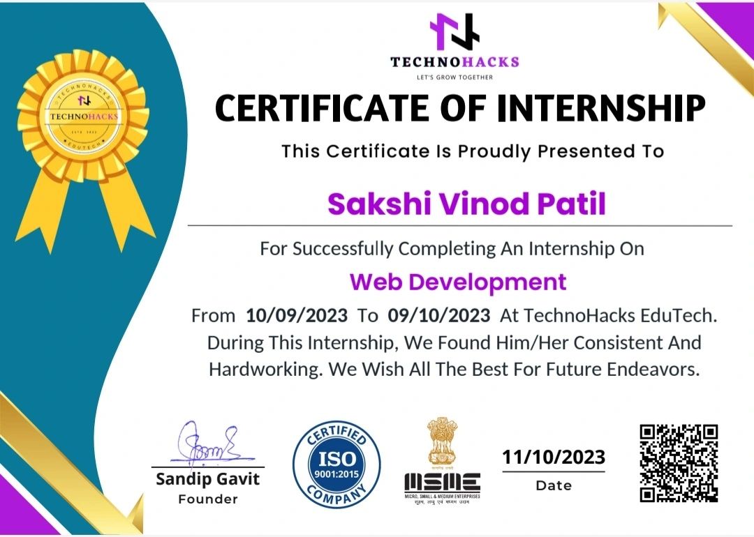Sakshi Patil on LinkedIn: #technohacksedutech #webdevelopment Sakshi Patil on LinkedIn: #technohacksedutech #webdevelopment