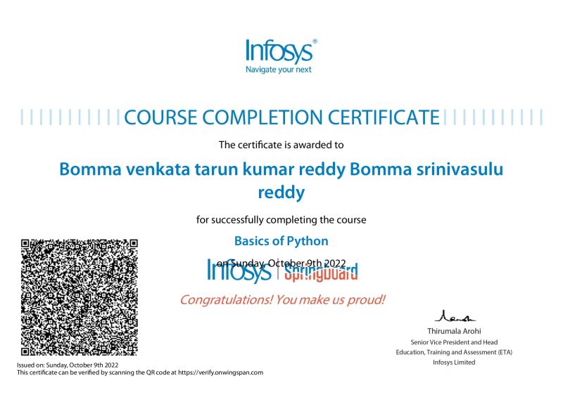 tarun kumar reddy bomma on LinkedIn: successfully completed Basics of ... tarun kumar reddy bomma on LinkedIn: successfully completed Basics of ...