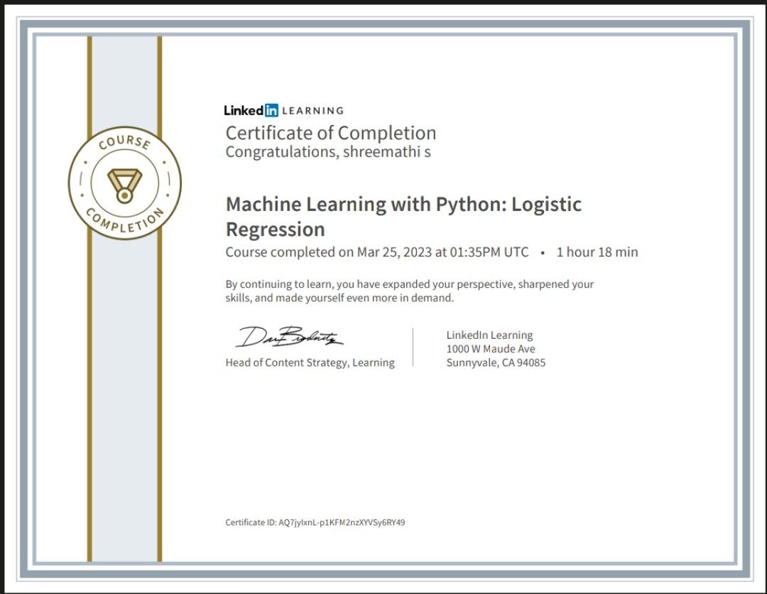 shreemathi s on LinkedIn: #python #machinelearning #logisticregression shreemathi s on LinkedIn: #python #machinelearning #logisticregression