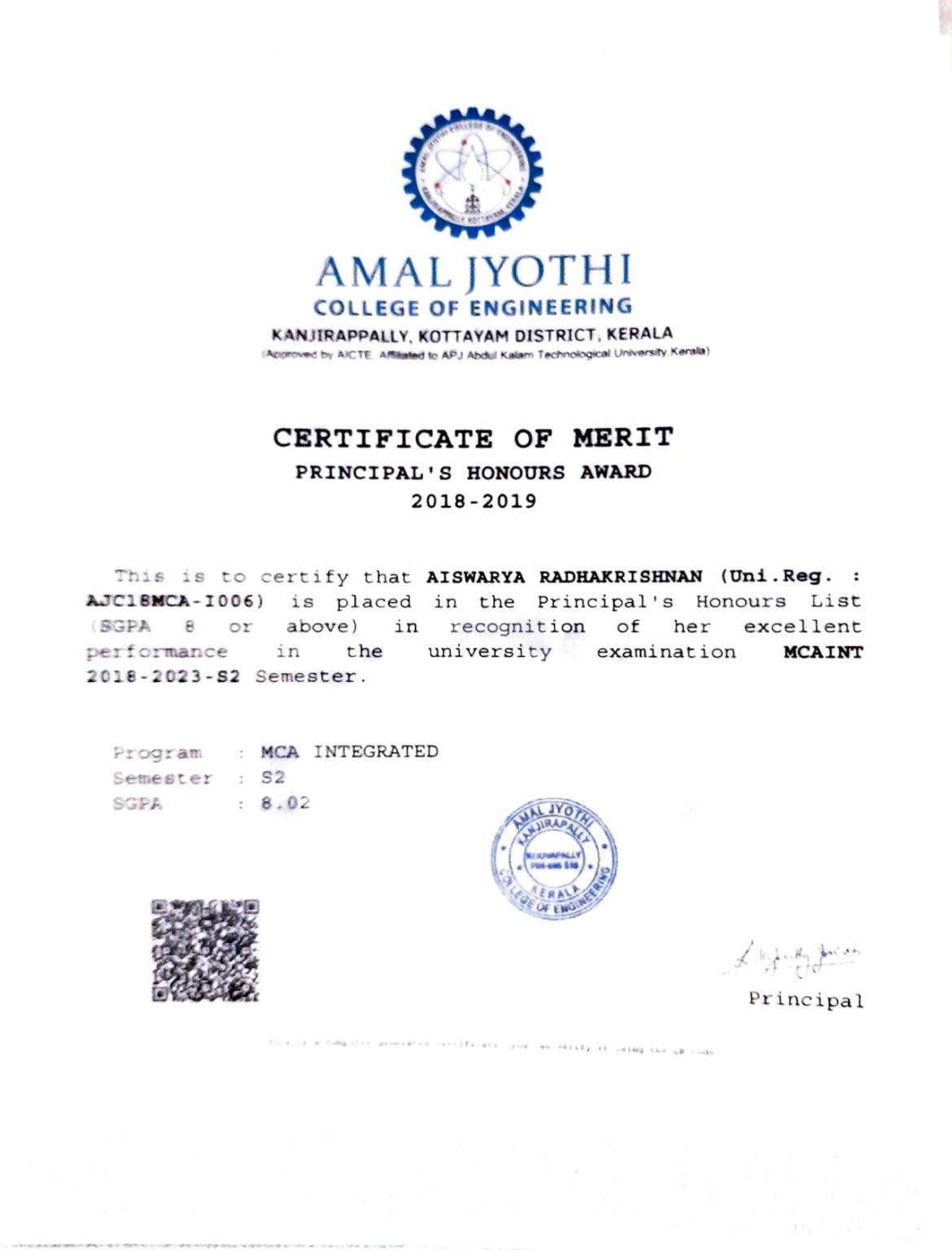 Aiswarya Radhakrishnan on LinkedIn: Certificate of merit principal's ... Aiswarya Radhakrishnan on LinkedIn: Certificate of merit principal's ...