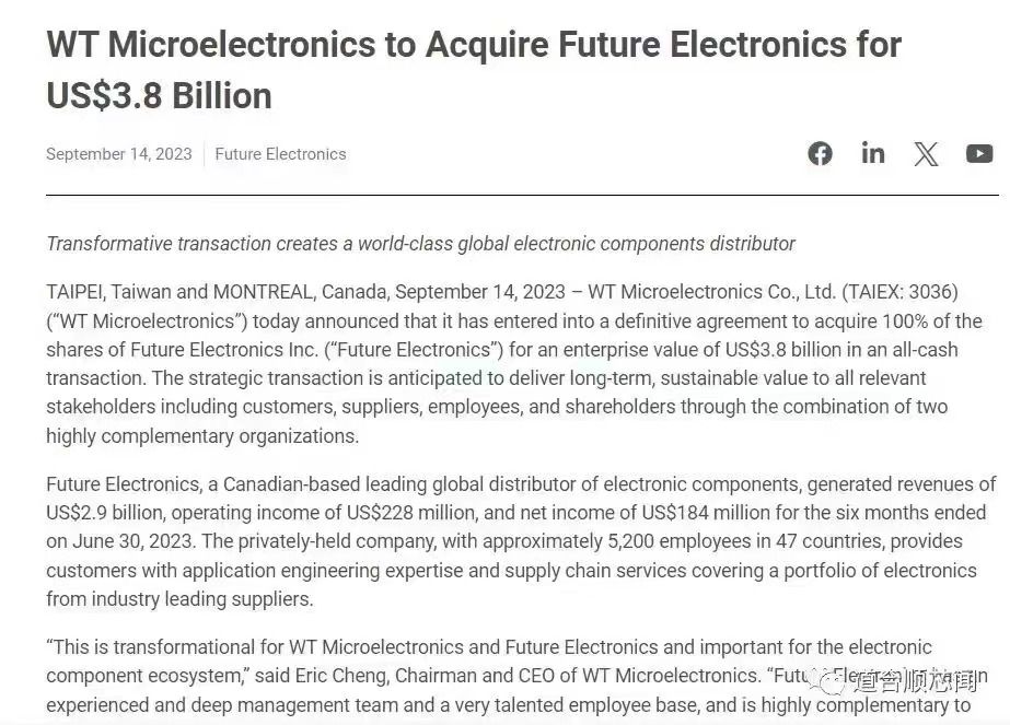 Berry L. on LinkedIn: WT Microelectronics to Acquire Future Electronics ... Berry L. on LinkedIn: WT Microelectronics to Acquire Future Electronics ...