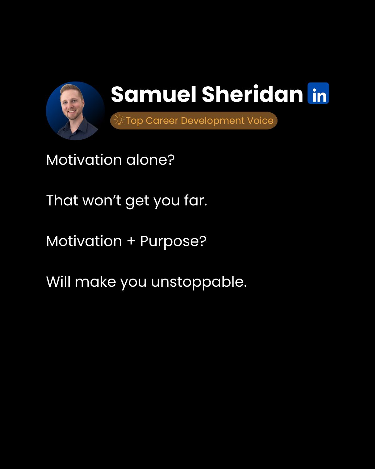Samuel Sheridan on LinkedIn: Motivation alone won’t help you succeed ... Samuel Sheridan on LinkedIn: Motivation alone won’t help you succeed ...