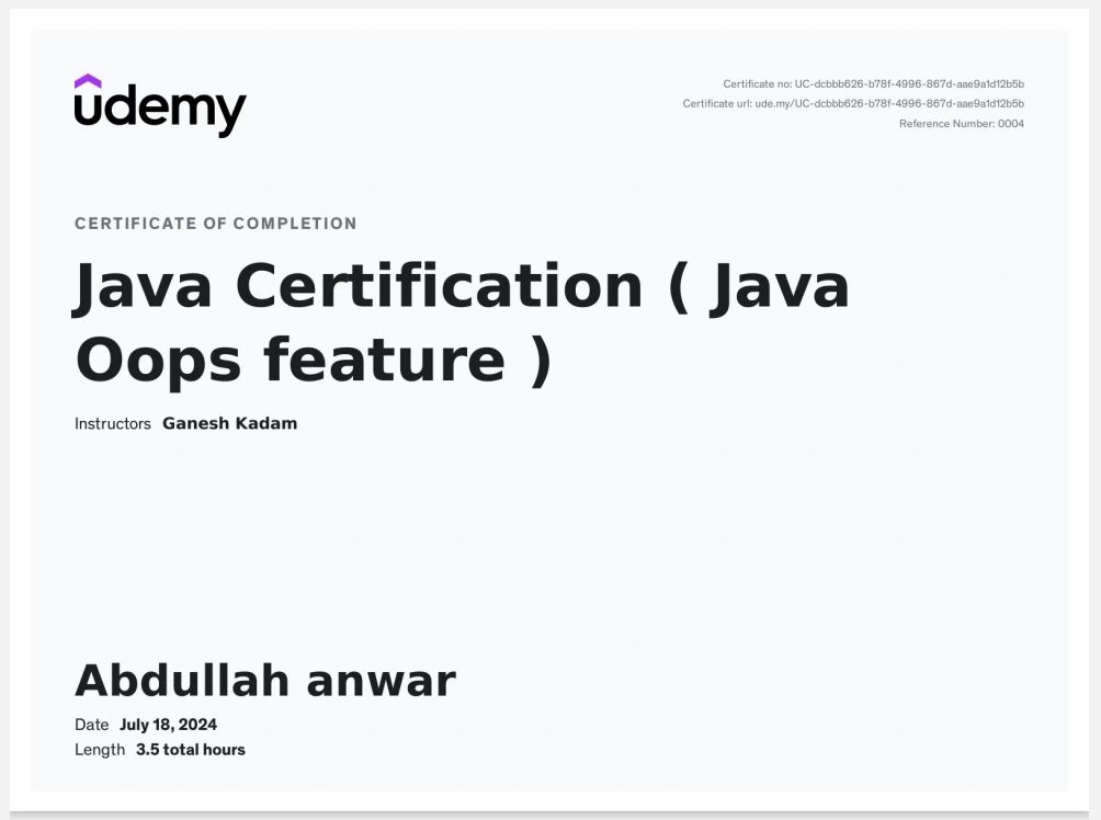 Abdullah Anwar on LinkedIn: #javaoops #udemy #continuouslearning # ... Abdullah Anwar on LinkedIn: #javaoops #udemy #continuouslearning # ...