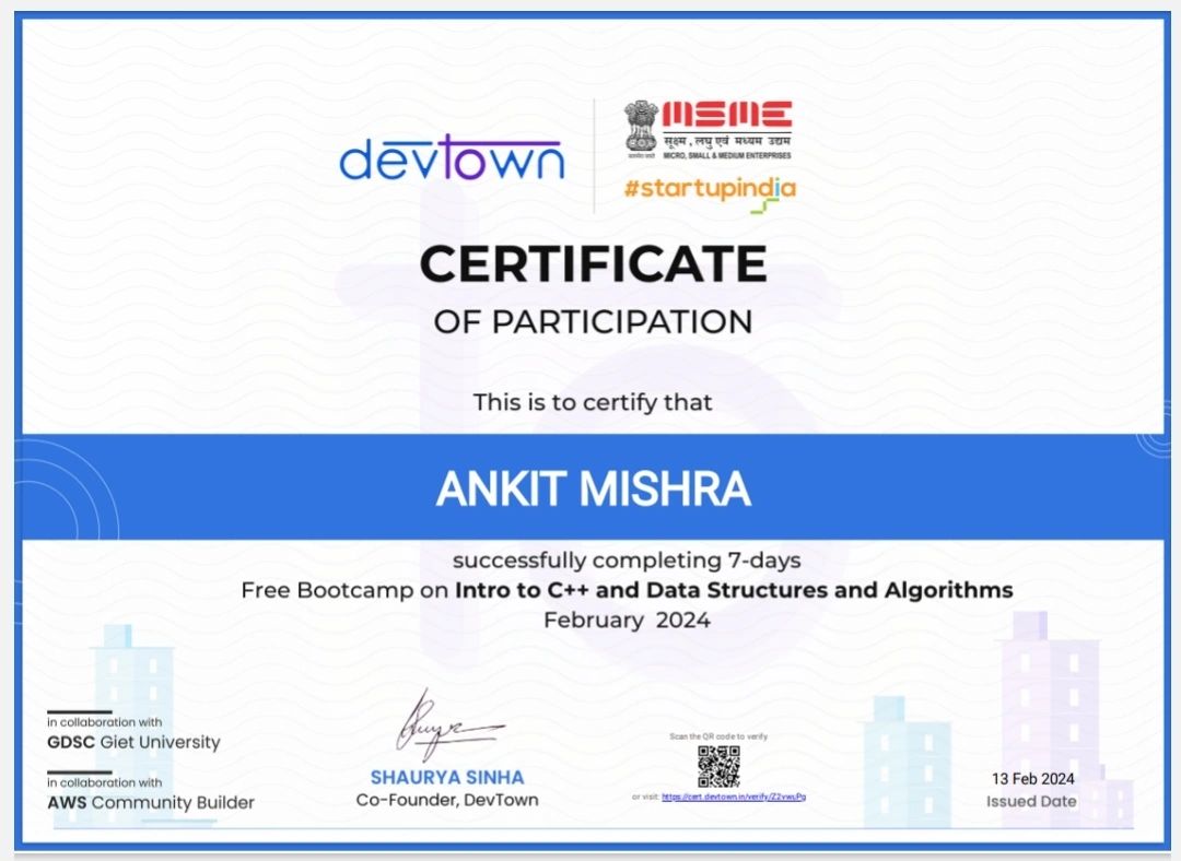 Ankit Mishra on LinkedIn: #devtown #cplusplus #dsa #kiet Ankit Mishra on LinkedIn: #devtown #cplusplus #dsa #kiet