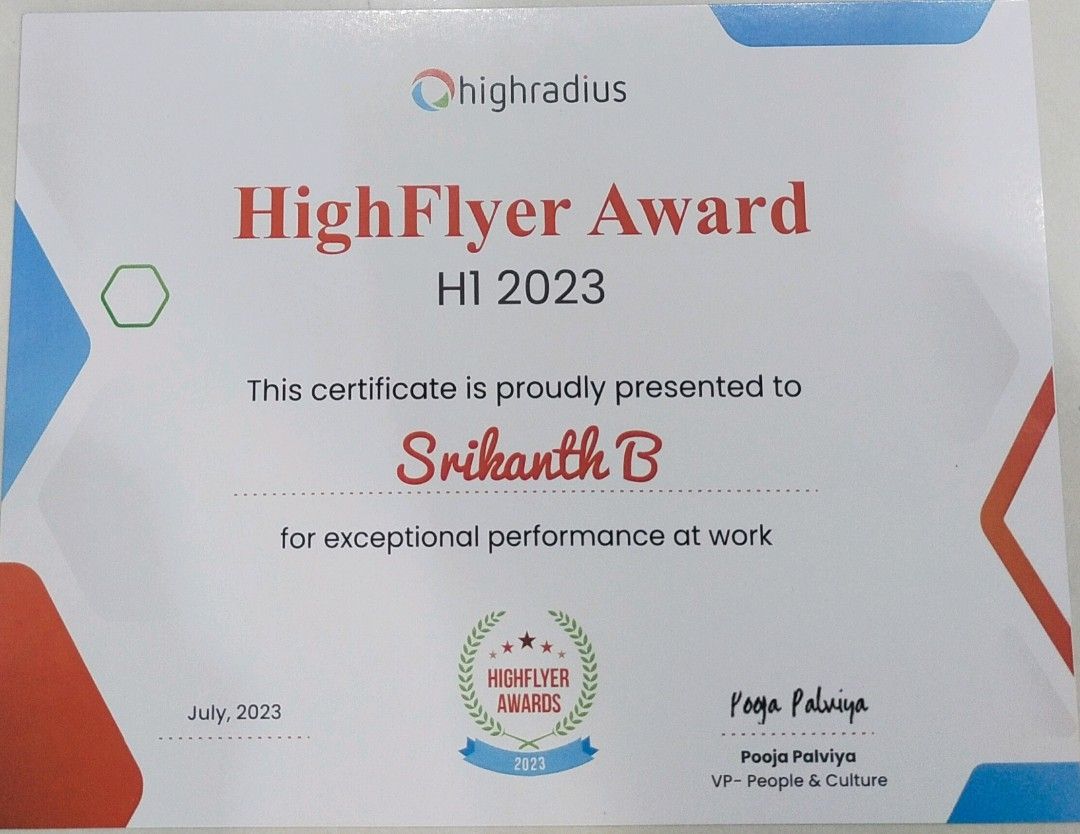 Bandaru Srikanth on LinkedIn: #highradius #highflyer | 20 comments Bandaru Srikanth on LinkedIn: #highradius #highflyer | 20 comments