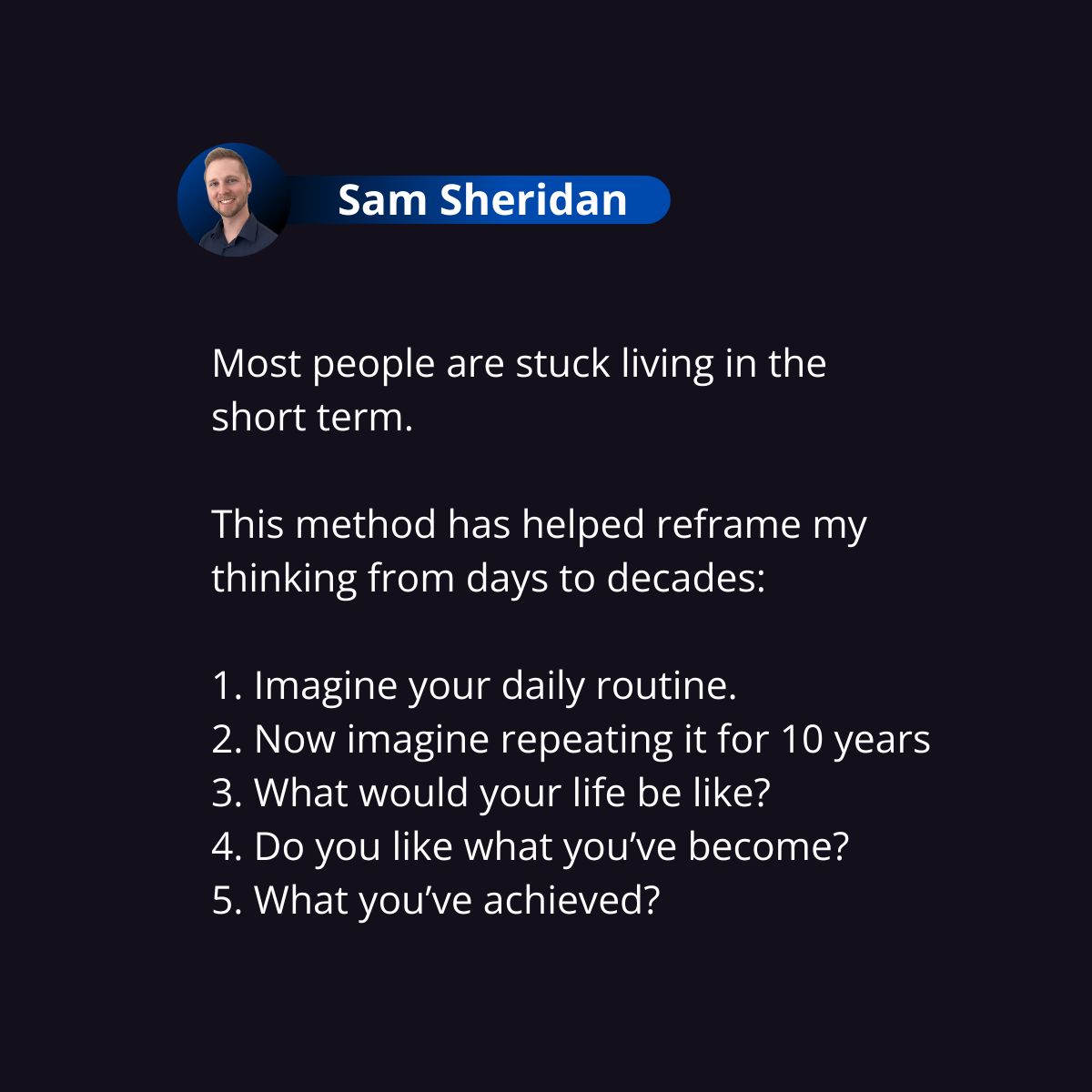 Samuel Sheridan on LinkedIn: Most people are stuck living in the short ... Samuel Sheridan on LinkedIn: Most people are stuck living in the short ...
