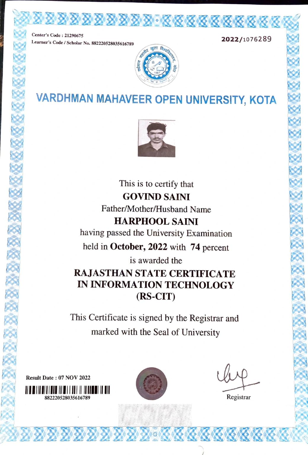 Govind Saini on LinkedIn: Got a Certificate of RSCIT Govind Saini on LinkedIn: Got a Certificate of RSCIT