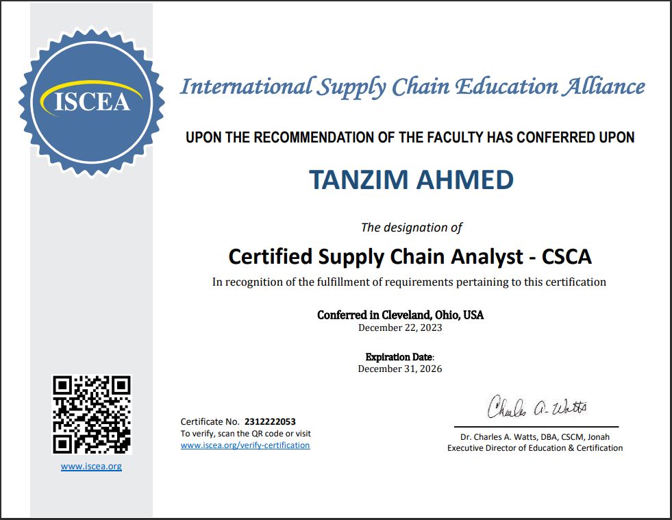 Tanzim Ahmed, CSCA™ on LinkedIn: #iscea #csca Tanzim Ahmed, CSCA™ on LinkedIn: #iscea #csca