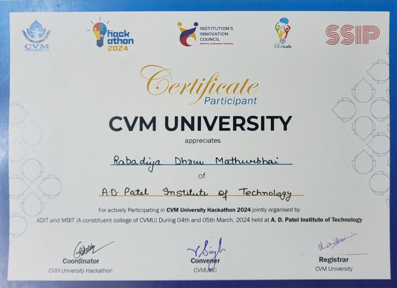 Dhruv Rabadiya on LinkedIn: #cvmuhackathon2 #cvmu #innovation Dhruv Rabadiya on LinkedIn: #cvmuhackathon2 #cvmu #innovation