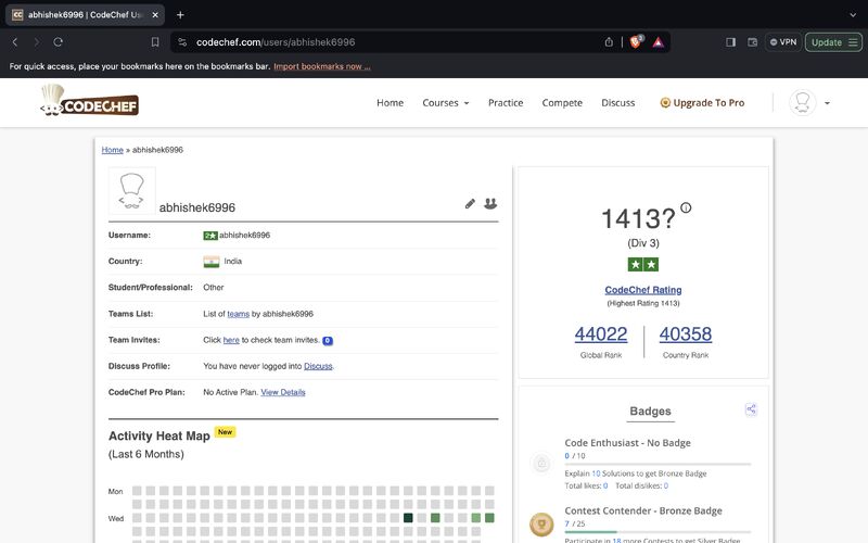 Abhishek Yadav on LinkedIn: #codechef #codinggoals Abhishek Yadav on LinkedIn: #codechef #codinggoals
