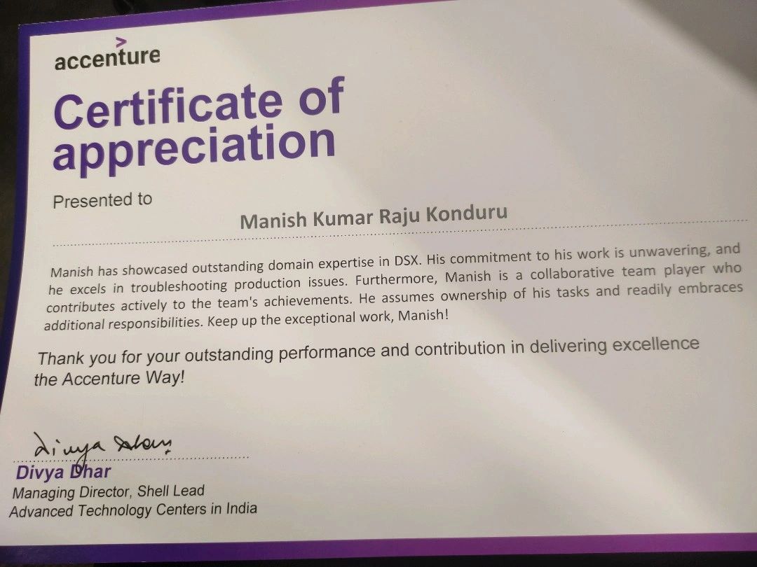 Manish Kumar Raju Konduru on LinkedIn: I am happy to share that I have ... Manish Kumar Raju Konduru on LinkedIn: I am happy to share that I have ...