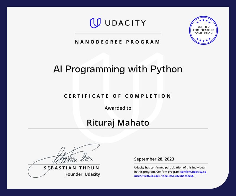 Rituraj Mahato on LinkedIn: #python #ai #aws #udacity #machinelearning ... Rituraj Mahato on LinkedIn: #python #ai #aws #udacity #machinelearning ...