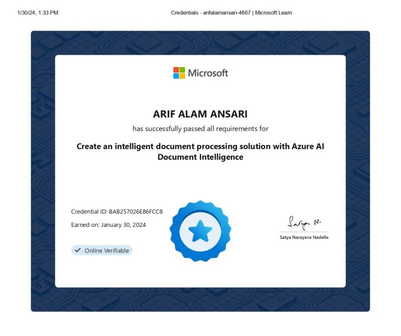 ARIF ALAM ANSARI on LinkedIn: I’m happy to share that I’ve obtained a ... ARIF ALAM ANSARI on LinkedIn: I’m happy to share that I’ve obtained a ...