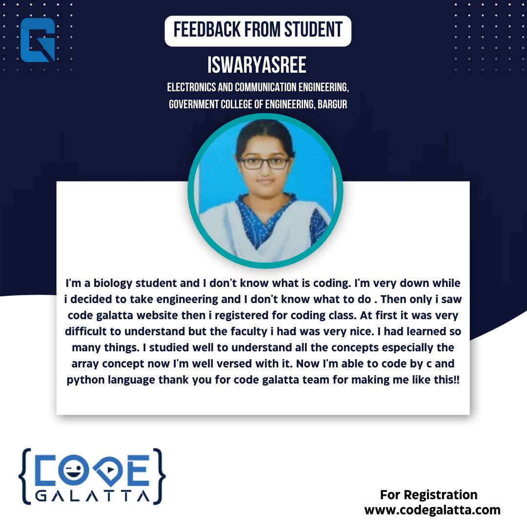 CodeGalatta on LinkedIn: #codegalatta #studentfeedback #codingsuccess # ... CodeGalatta on LinkedIn: #codegalatta #studentfeedback #codingsuccess # ...