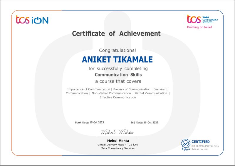 ANIKET TIKAMALE on LinkedIn: #tcsion #communication #linkedin ANIKET TIKAMALE on LinkedIn: #tcsion #communication #linkedin
