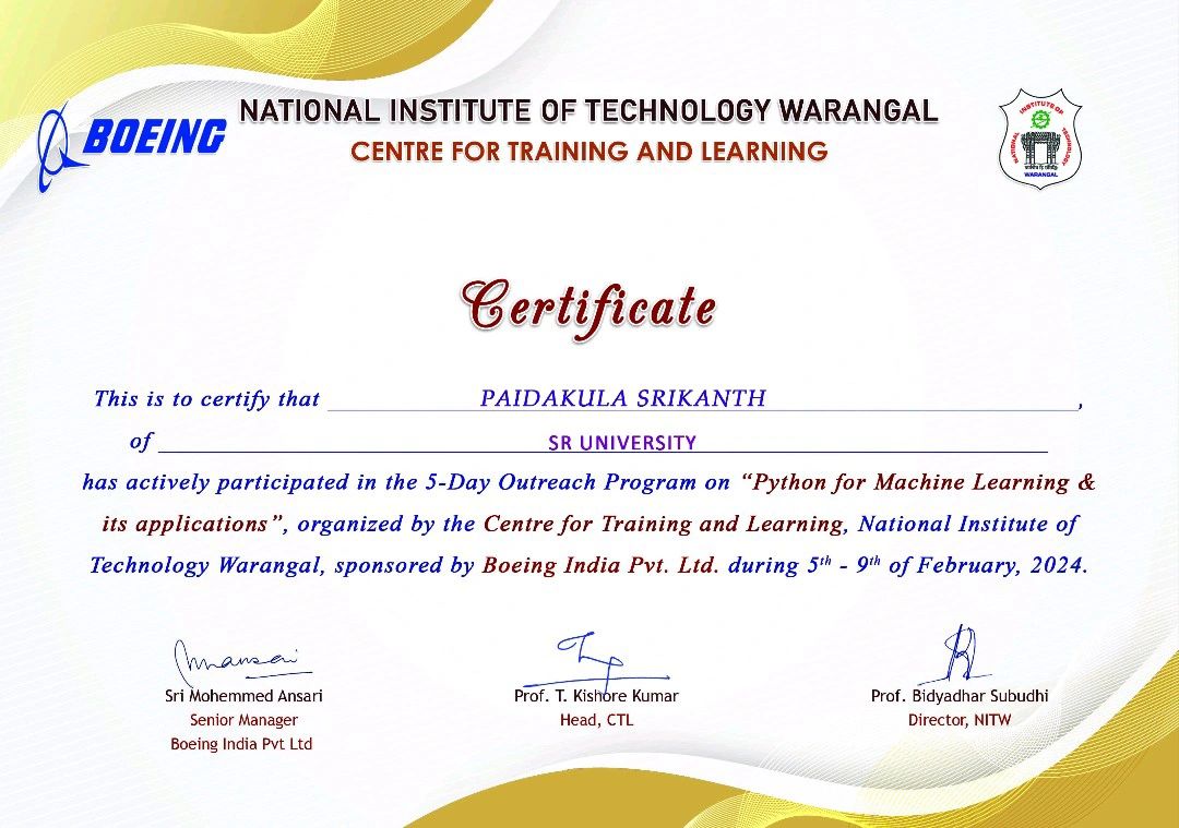 PAIDAKULA SRIKANTH on LinkedIn: #machinelearning #python #nitwarangal # ... PAIDAKULA SRIKANTH on LinkedIn: #machinelearning #python #nitwarangal # ...