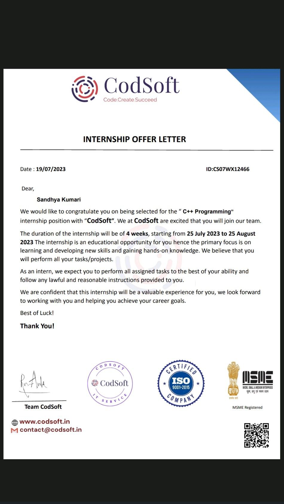 Sandhya Roy on LinkedIn: #codsoft #intern Sandhya Roy on LinkedIn: #codsoft #intern