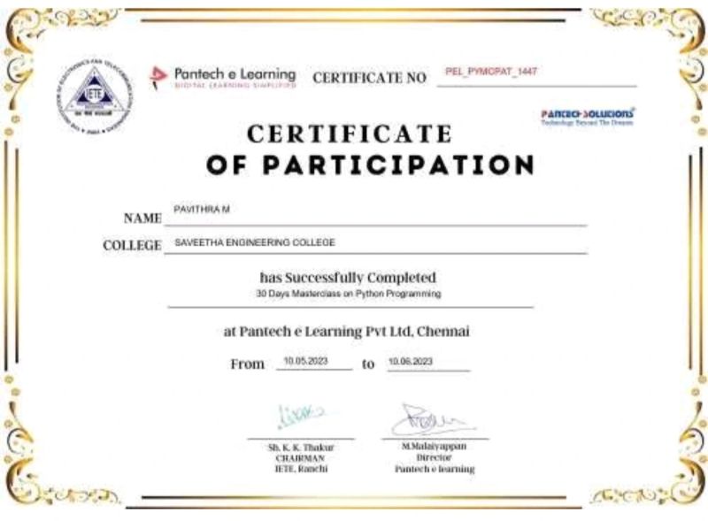 Pavithra Murugan on LinkedIn: #python #programming #certification Pavithra Murugan on LinkedIn: #python #programming #certification