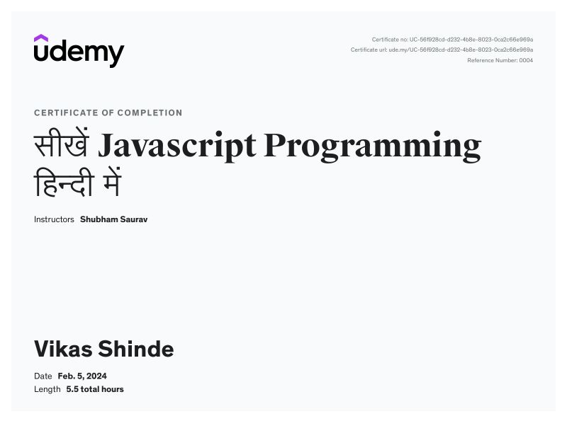 Vikas Shinde on LinkedIn: #javascript #udemy Vikas Shinde on LinkedIn: #javascript #udemy