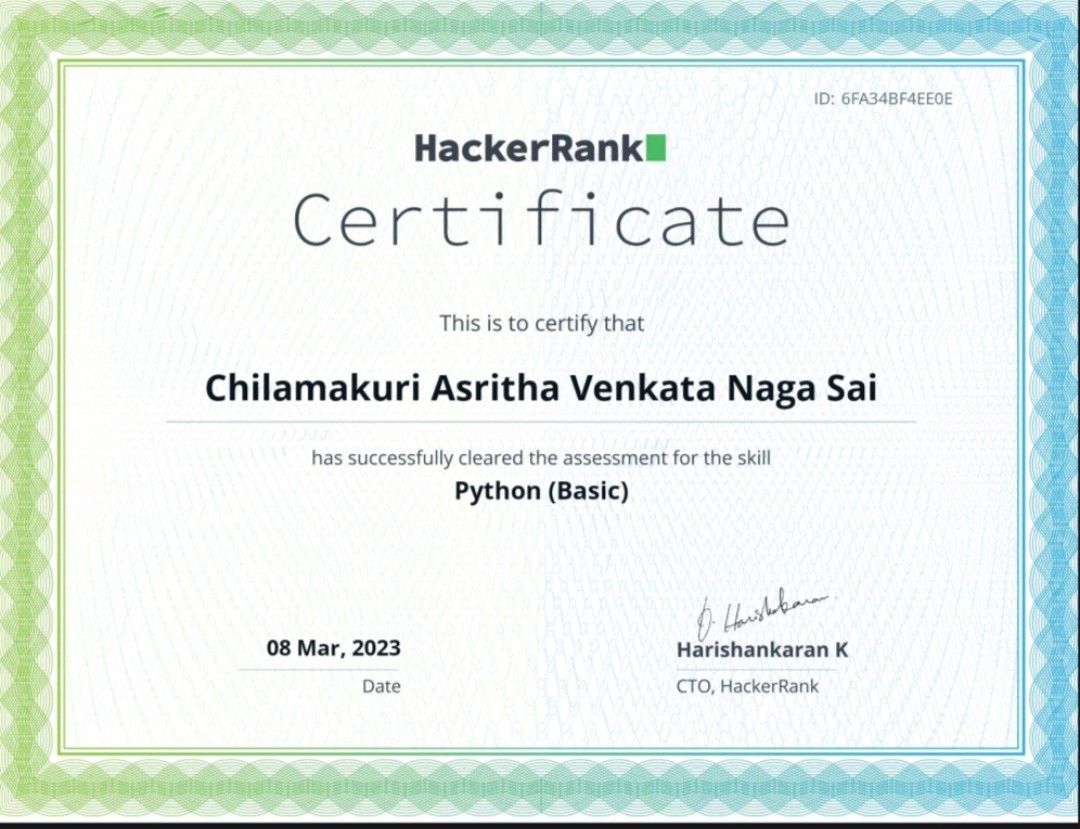 Chilamakuri Asritha on LinkedIn: #python #hackerrank Chilamakuri Asritha on LinkedIn: #python #hackerrank