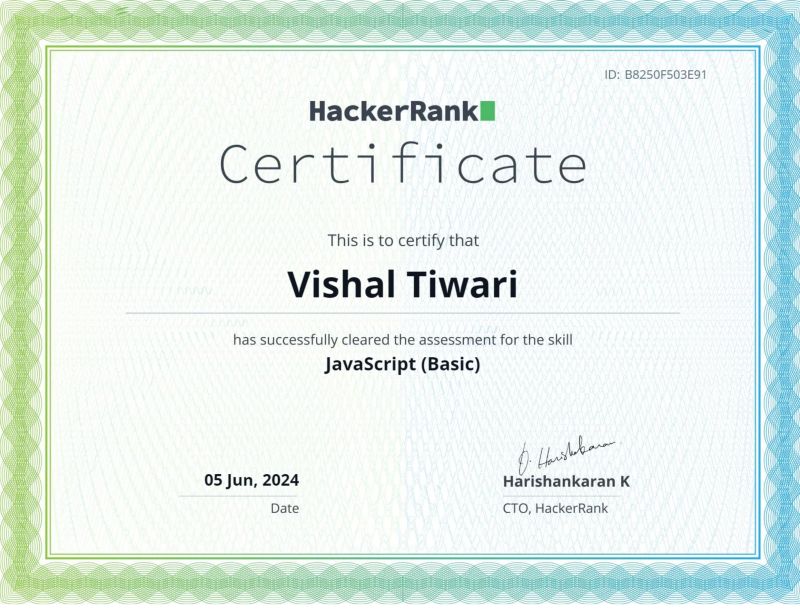 Vishal Tiwari on LinkedIn: #javascript #certification #hackerrank # ... Vishal Tiwari on LinkedIn: #javascript #certification #hackerrank # ...