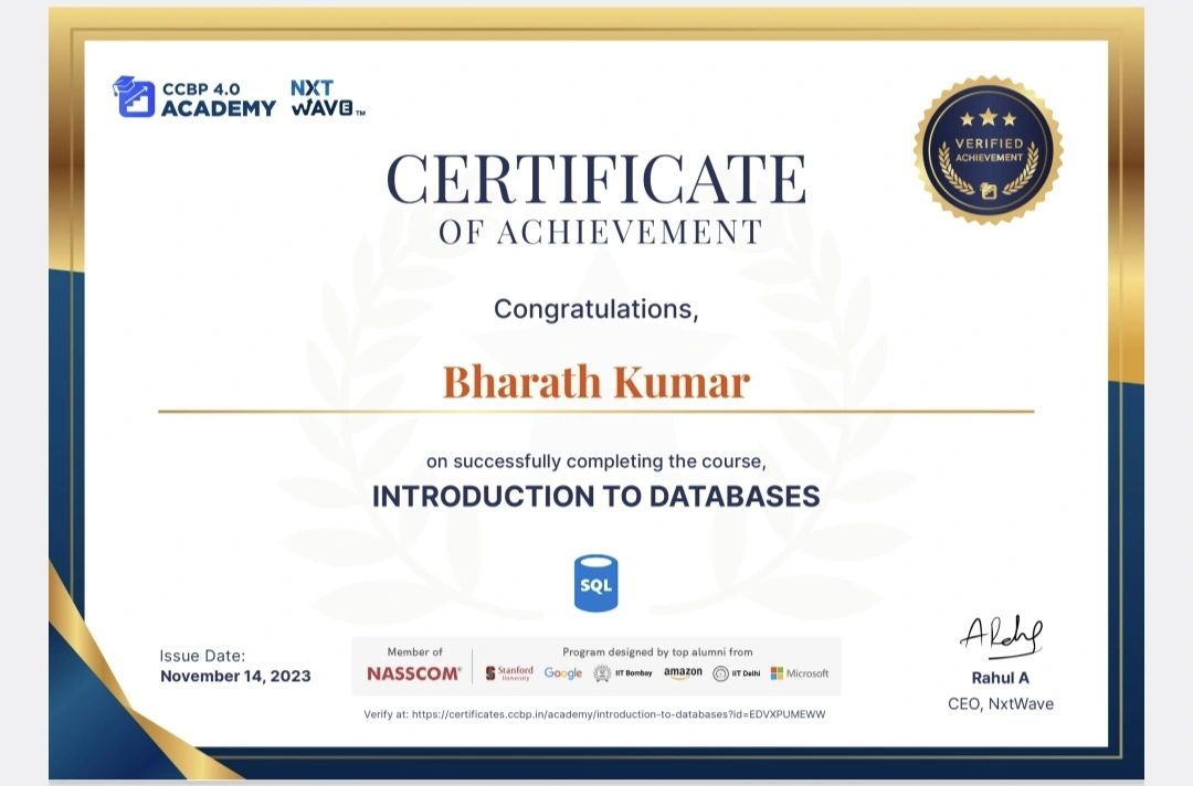 bharath kumar utukuru on LinkedIn: #sql #nxtwave #ccbp #rahulattuluri # ... bharath kumar utukuru on LinkedIn: #sql #nxtwave #ccbp #rahulattuluri # ...