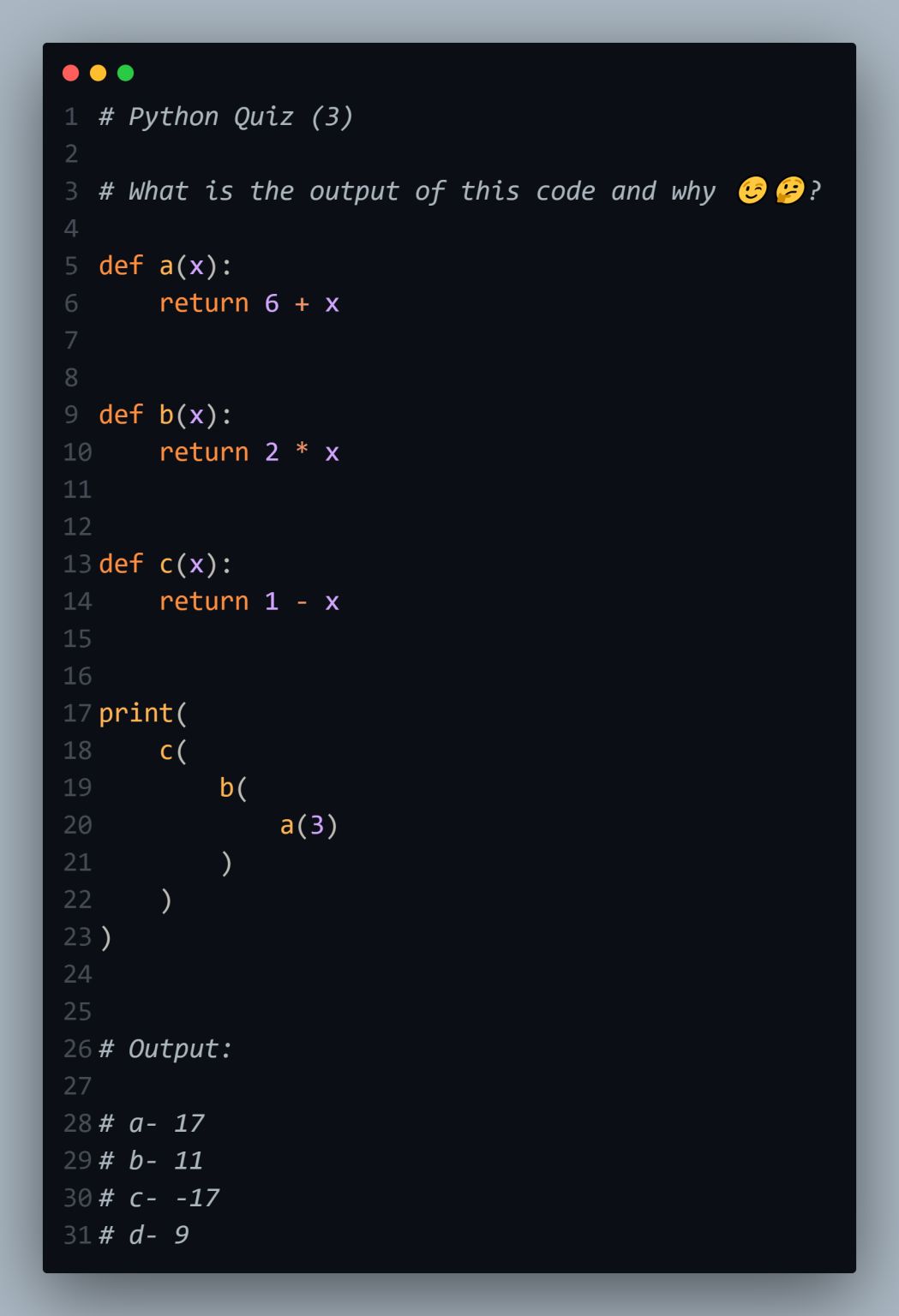 Mahmoud EL-kariouny on LinkedIn: #pythonquiz #python #pythondeveloper # ... Mahmoud EL-kariouny on LinkedIn: #pythonquiz #python #pythondeveloper # ...